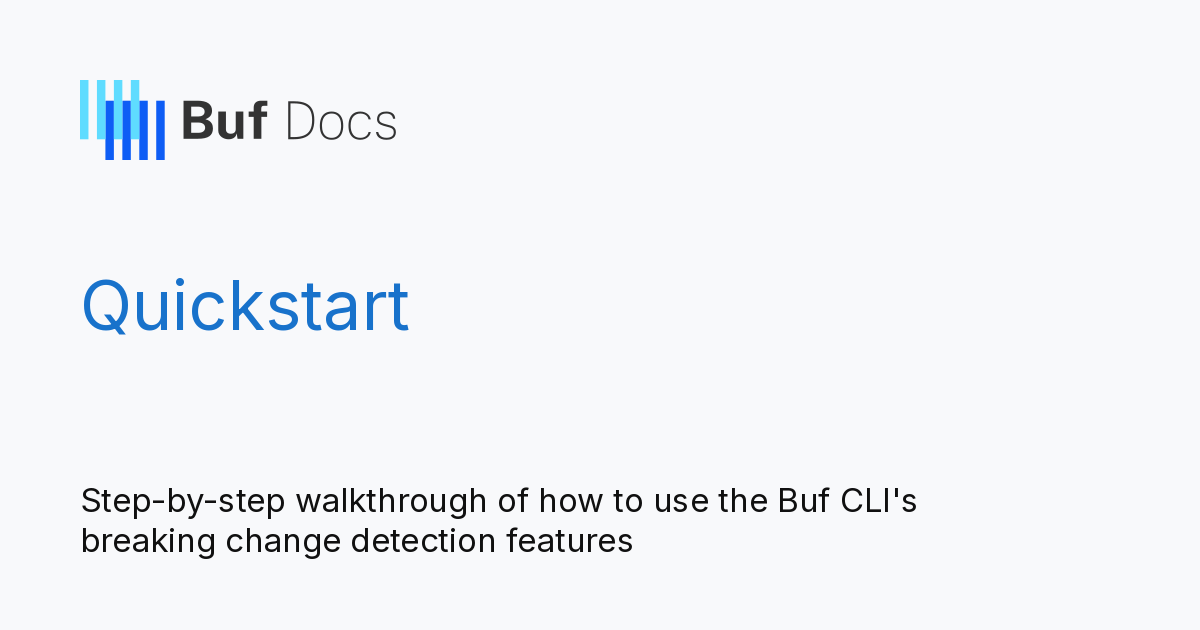 Quickstart - Buf Docs