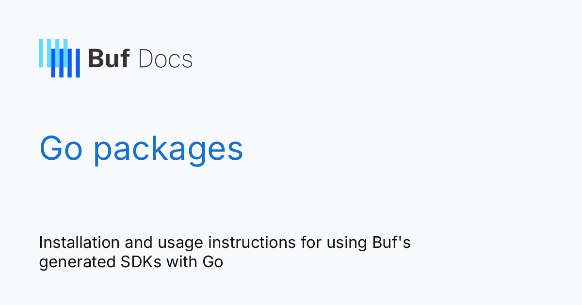 Go packages - Buf Docs