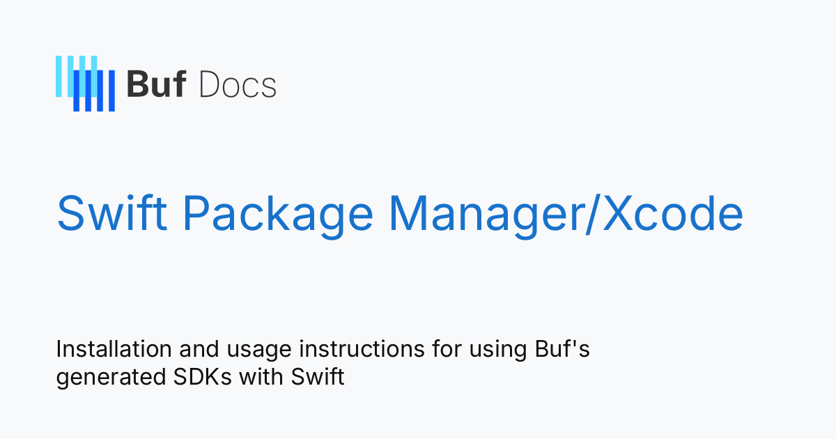 Swift Package Managerxcode Buf Docs