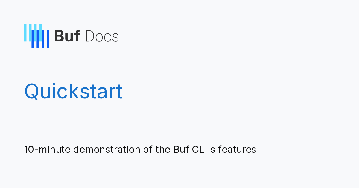 Quickstart - Buf Docs