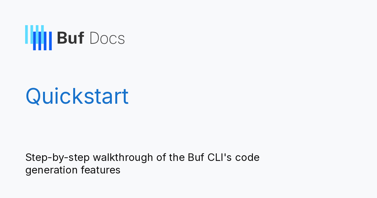 Quickstart - Buf Docs